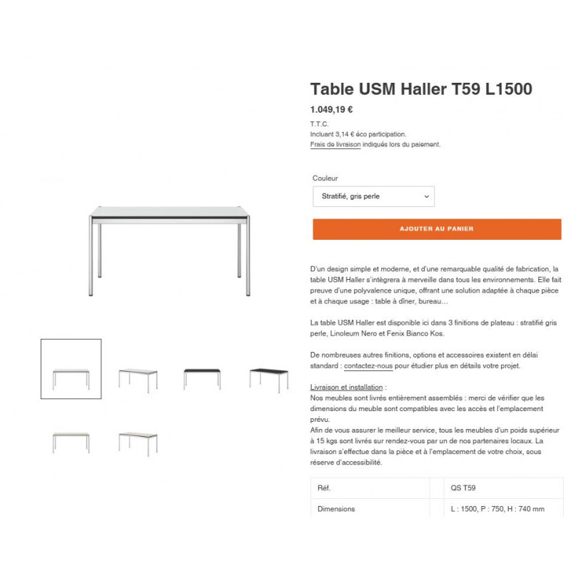 Table USM Haller T59 L1500